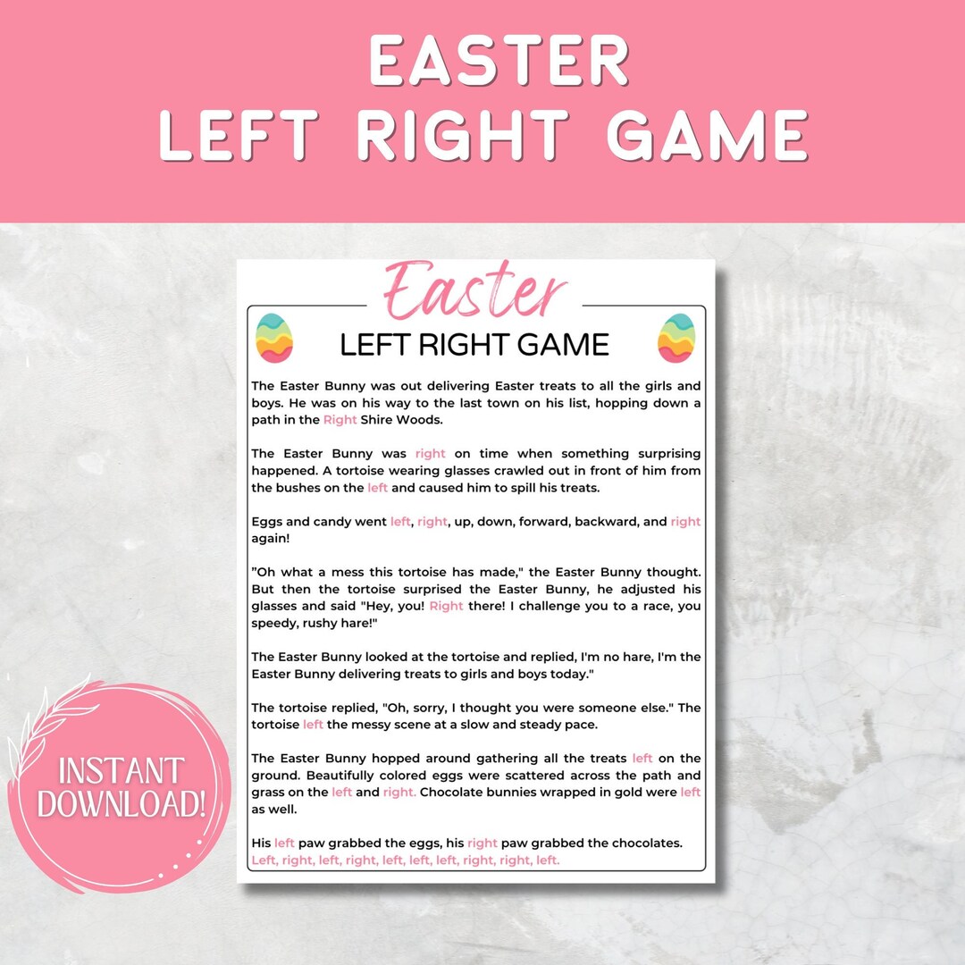 Left Right Easter Game, Easter Games, Easter Pass the Prize, Easter ...