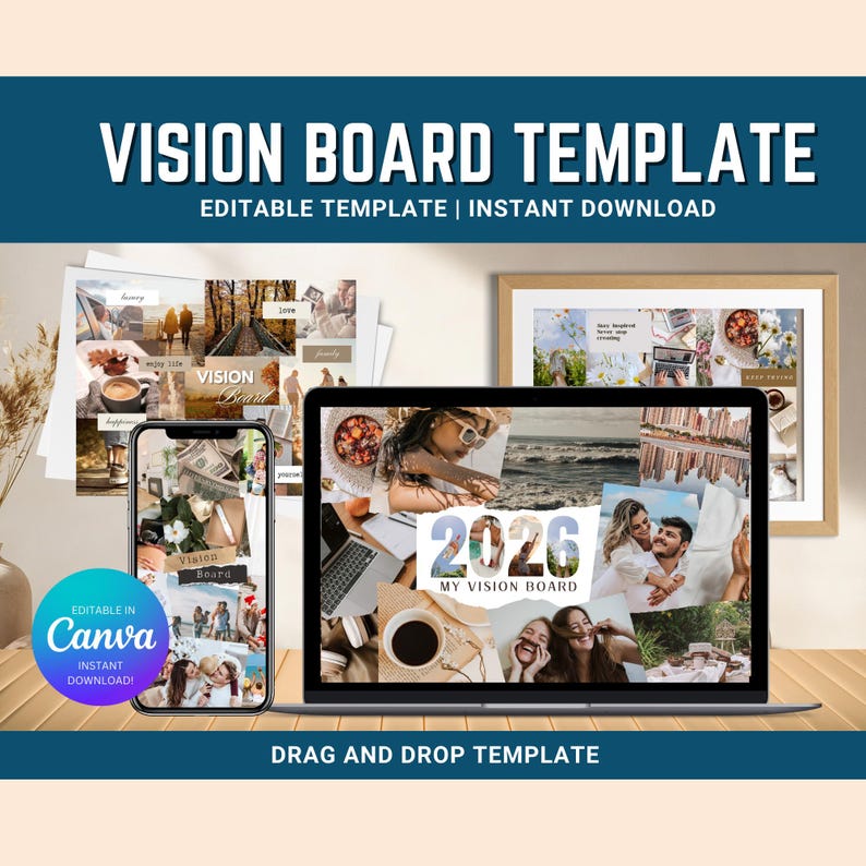 2026 Canva Vision Board, Digital Vision Board Template, 2026 Vision ...