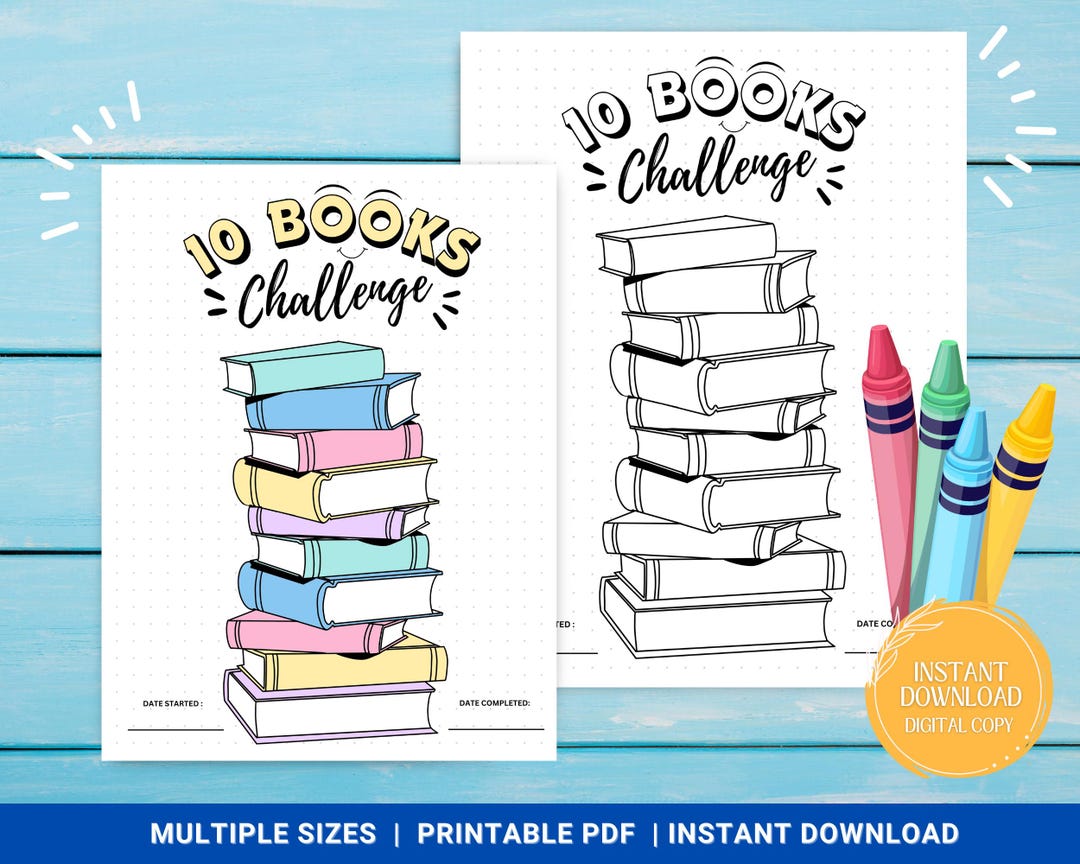 10 Books Challenge Tracker - Printable Reading Log - Bullet Journal ...