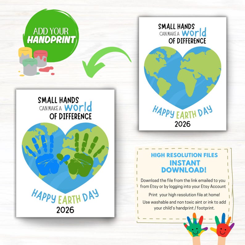 Earth Day Handprint Art, Earth Day Activity, Earth Day Handprint Craft ...