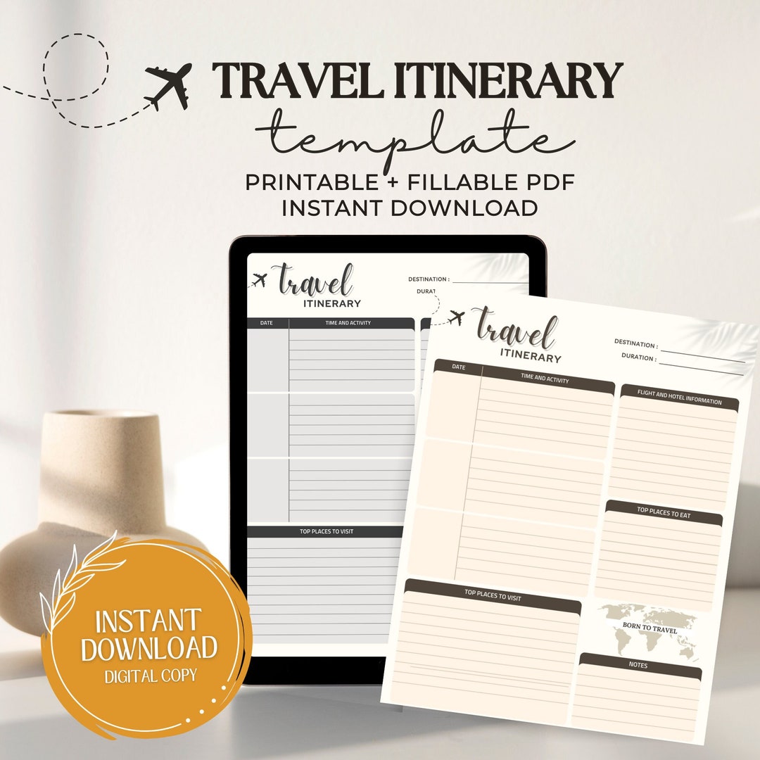 Travel Planner Template, Travel Itinerary, Daily Trip Itinerary, Daily ...