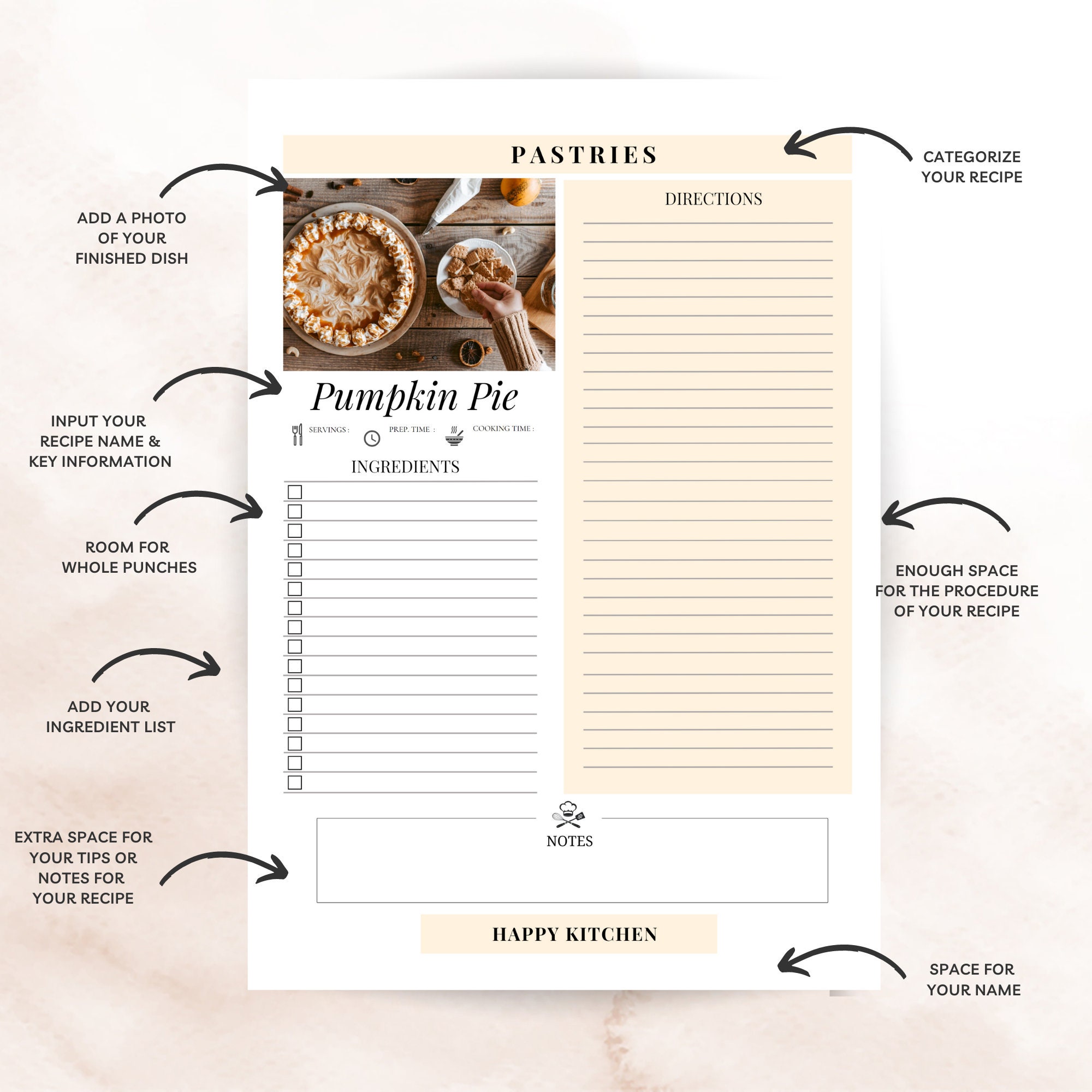 Editable Recipe Sheet Template, Recipe Book Template, Recipe Card ...