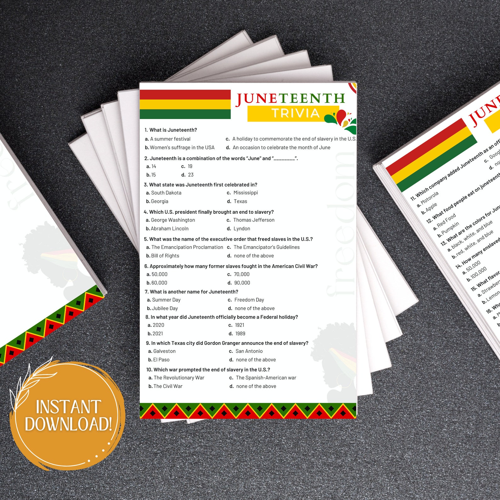 Juneteenth Trivia Game| Juneteenth Game |juneteenth Celebration ...