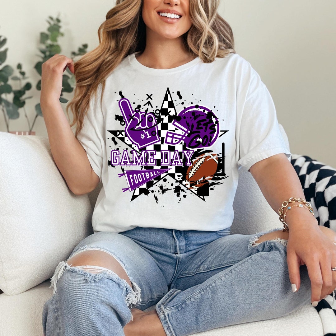 Purple Football Png Let's Go Png Checkered Football Png Trendy Png ...