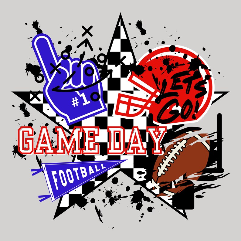 School Colors, Blue and Red Football Png Let's Go Png Checkered ...