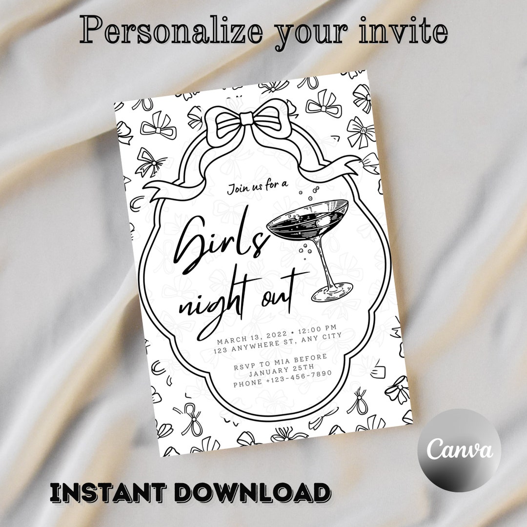 Editable Girls Night Out Invitation, Printable Girls Night Out, Canva ...
