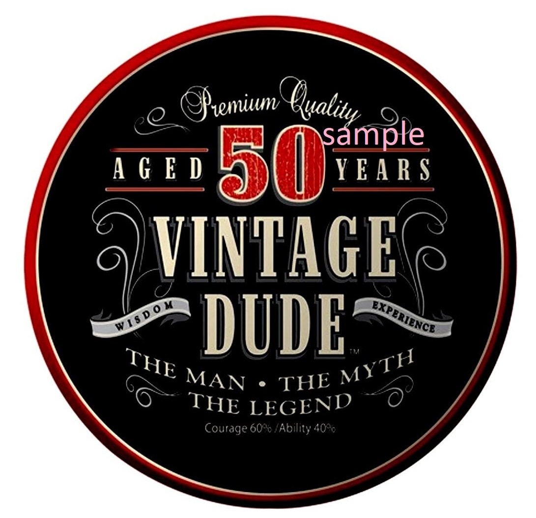 50th Birthday Vintage Dude Image Cake Topper Edible Photo On Etsy