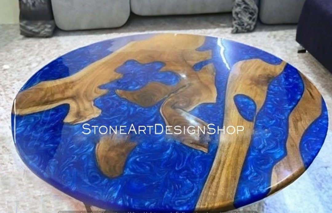 Blue Resin Table Top Epoxy Table Top Living Room Table - Etsy