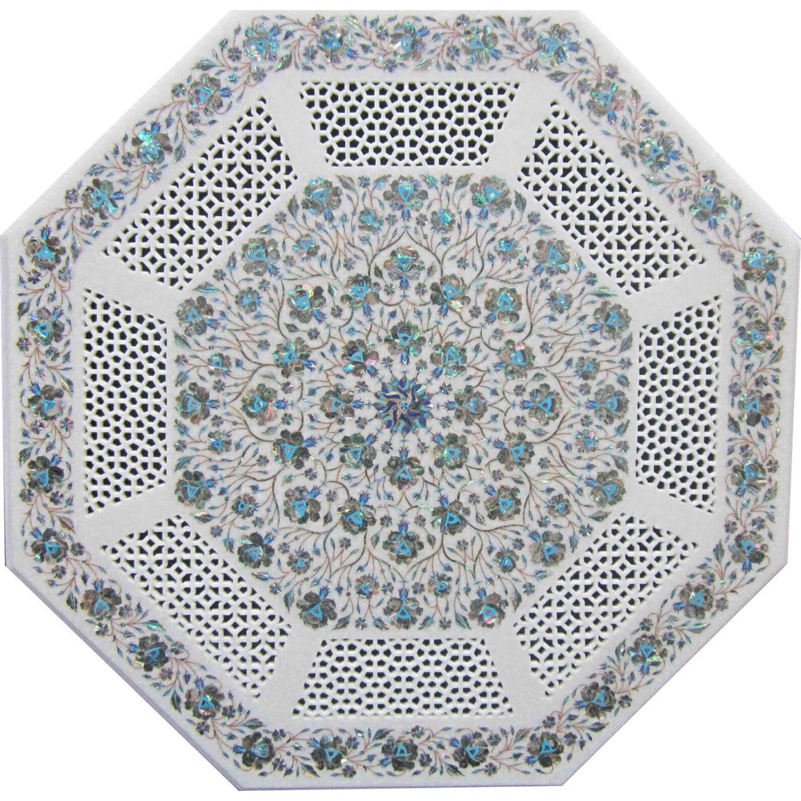 3030 Inch White Marble Paua Shell Inlay Floral - Etsy