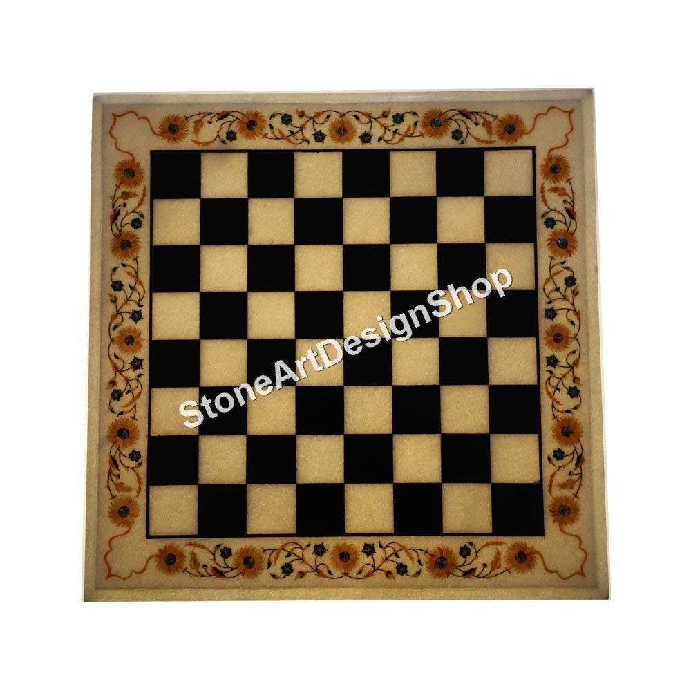 15x 15 Square Marble Table Top With Chess Pieces - Etsy