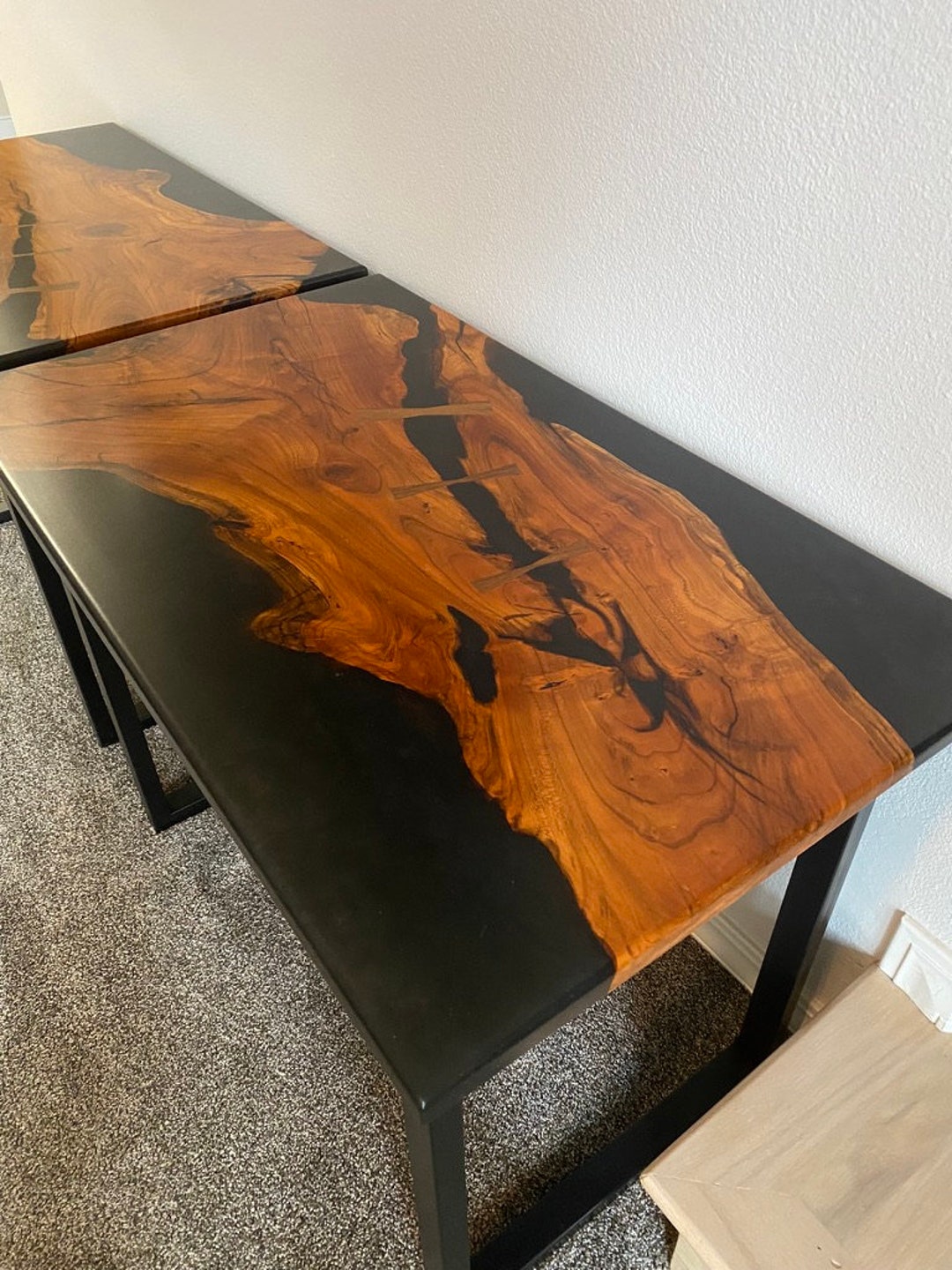 Cherry With Black Walnut Inlay and Galaxy Black Pearl Epoxy - Etsy