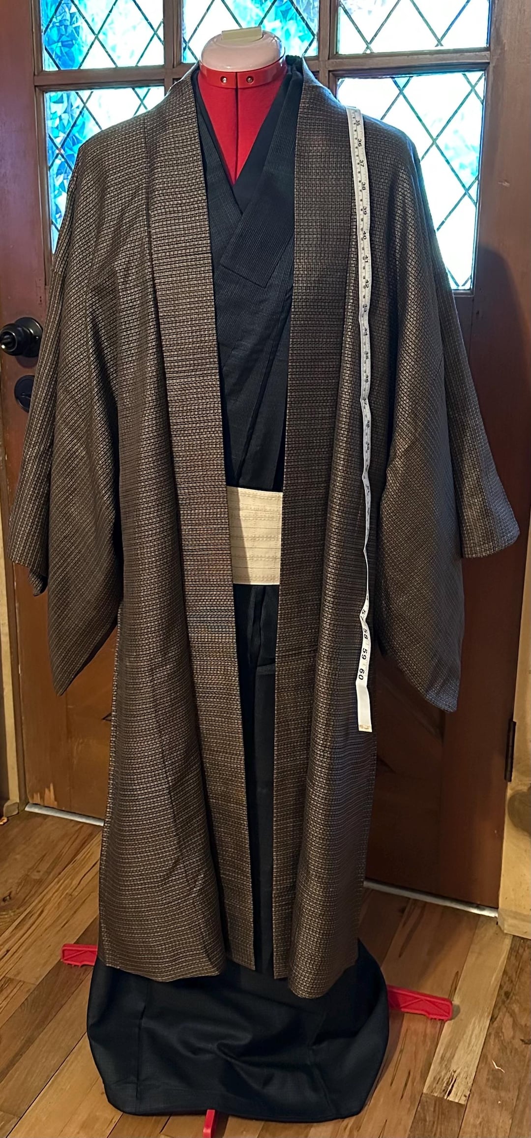 Traditional Japanese Men’s Brown Checkered Kimono Haori Jacket Coat - Etsy
