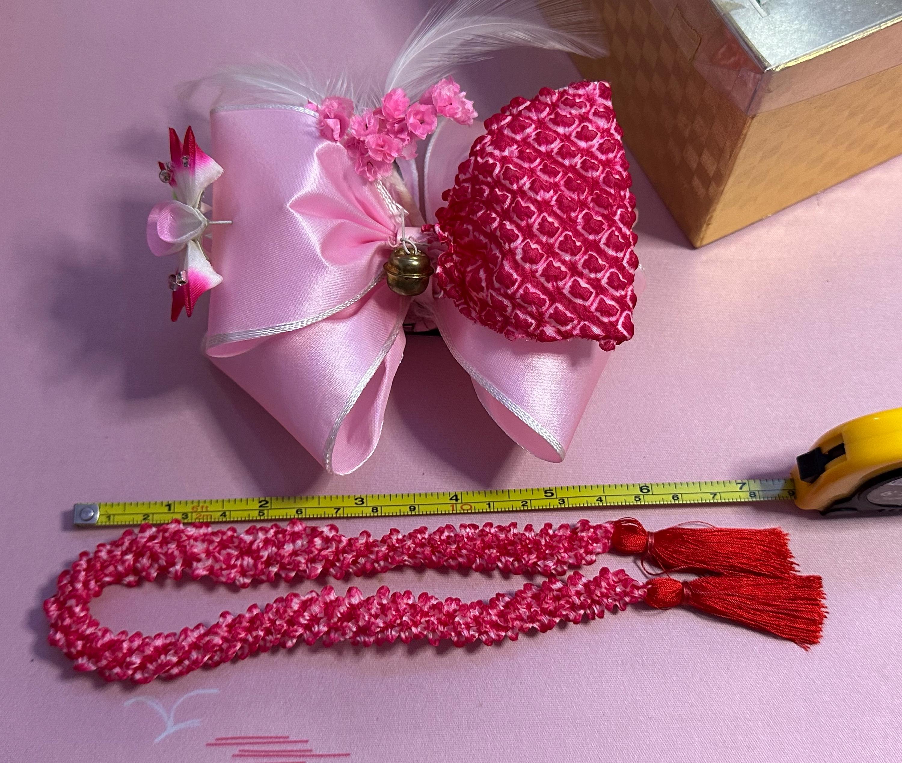 Traditional Japanese Kimono Kids Shichi Go San Pink Flower Shibori Hair ...