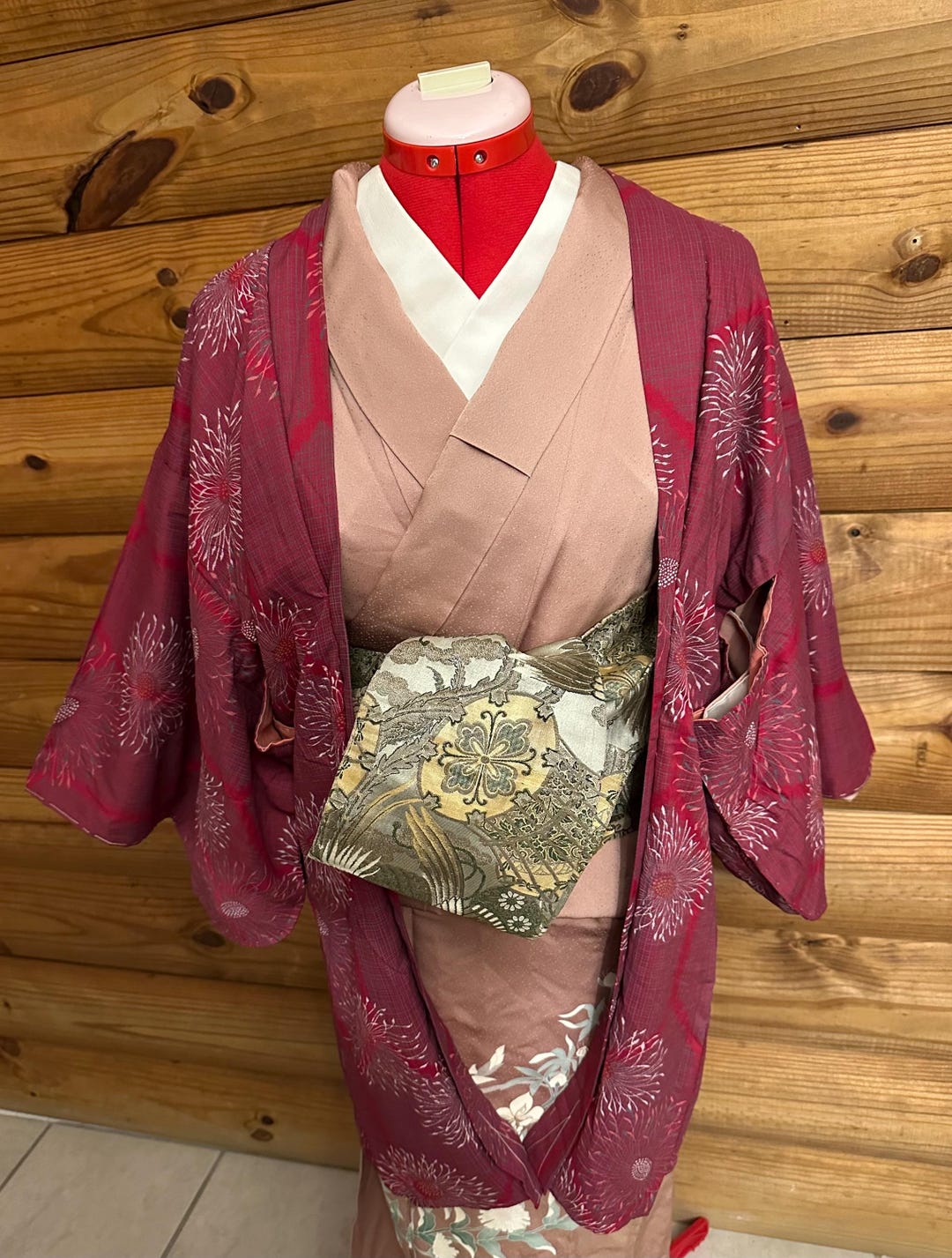 Japanese Traditional Kimono Maive Lavender Lily Flower Formal Tea ...