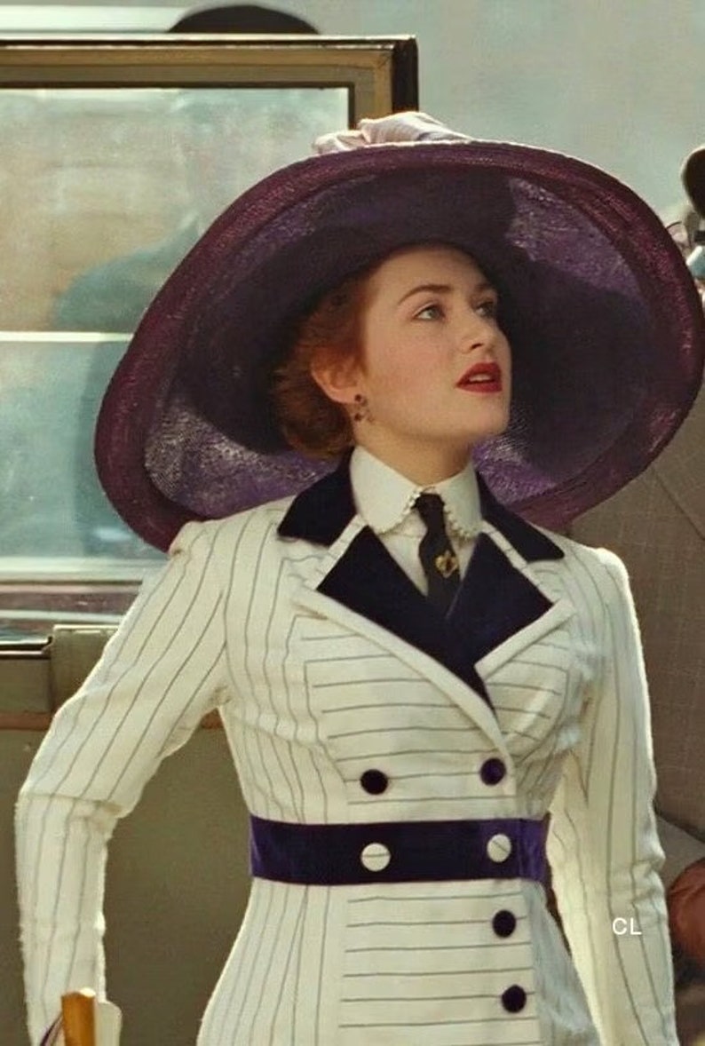 Rose Titanic Boarding Hat, Cosplay, Large Bow Striped Hat, Kate ...