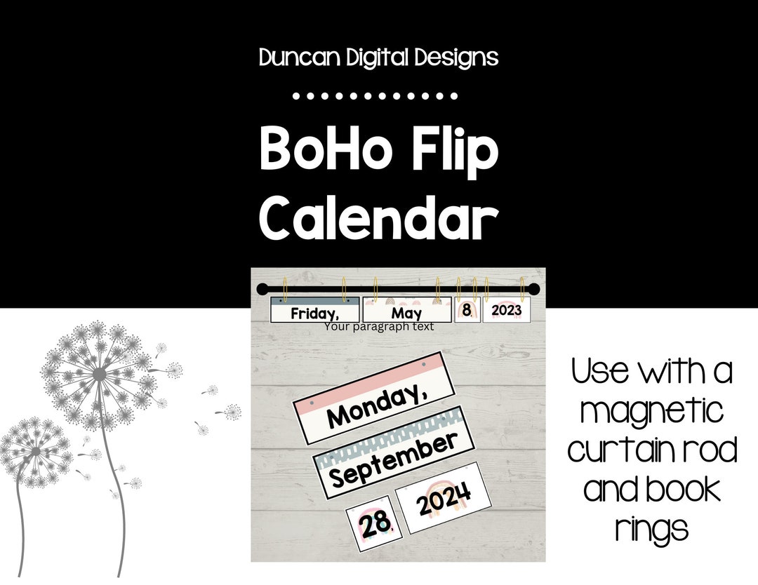 Boho Flip Calendar, Perpetual Calendar, Classroom Calendar Set - Etsy