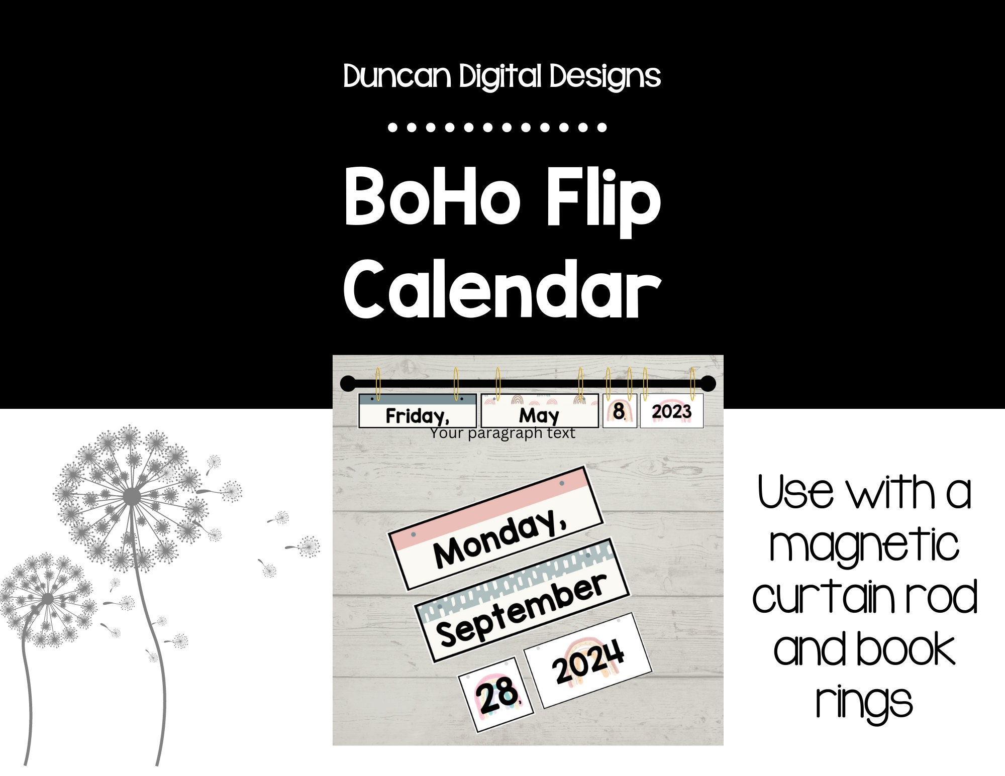 Boho Flip Calendar, Perpetual Calendar, Classroom Calendar Set - Etsy