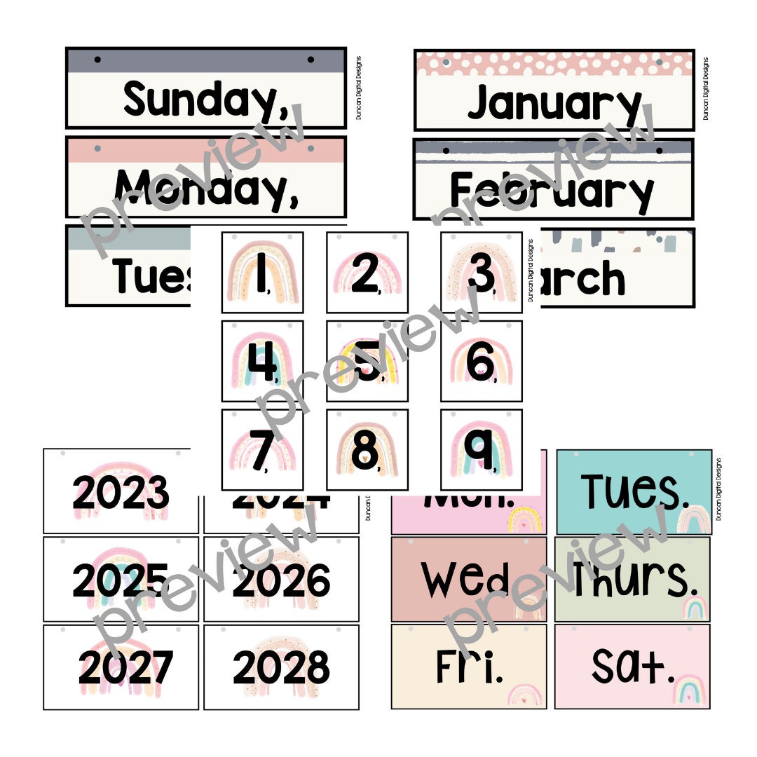 Boho Flip Calendar, Perpetual Calendar, Classroom Calendar Set - Etsy