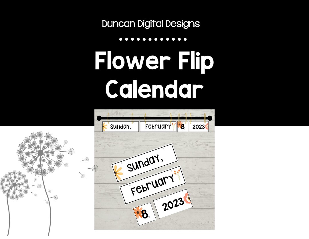 Flower Flip Calendar, Perpetual Calendar, Classroom Calendar Set - Etsy