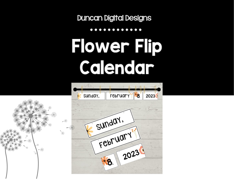 Flower Flip Calendar, Perpetual Calendar, Classroom Calendar Set - Etsy