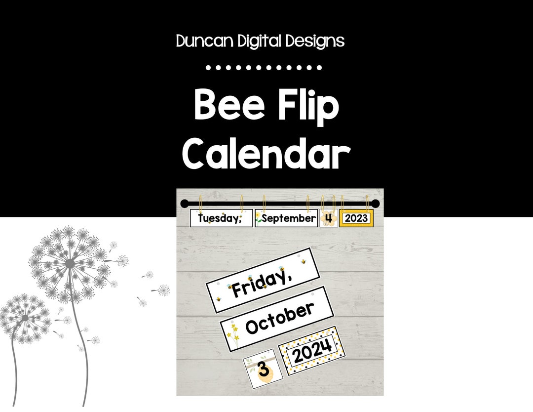 Bee Flip Calendar, Perpetual Calendar, Classroom Calendar Set - Etsy