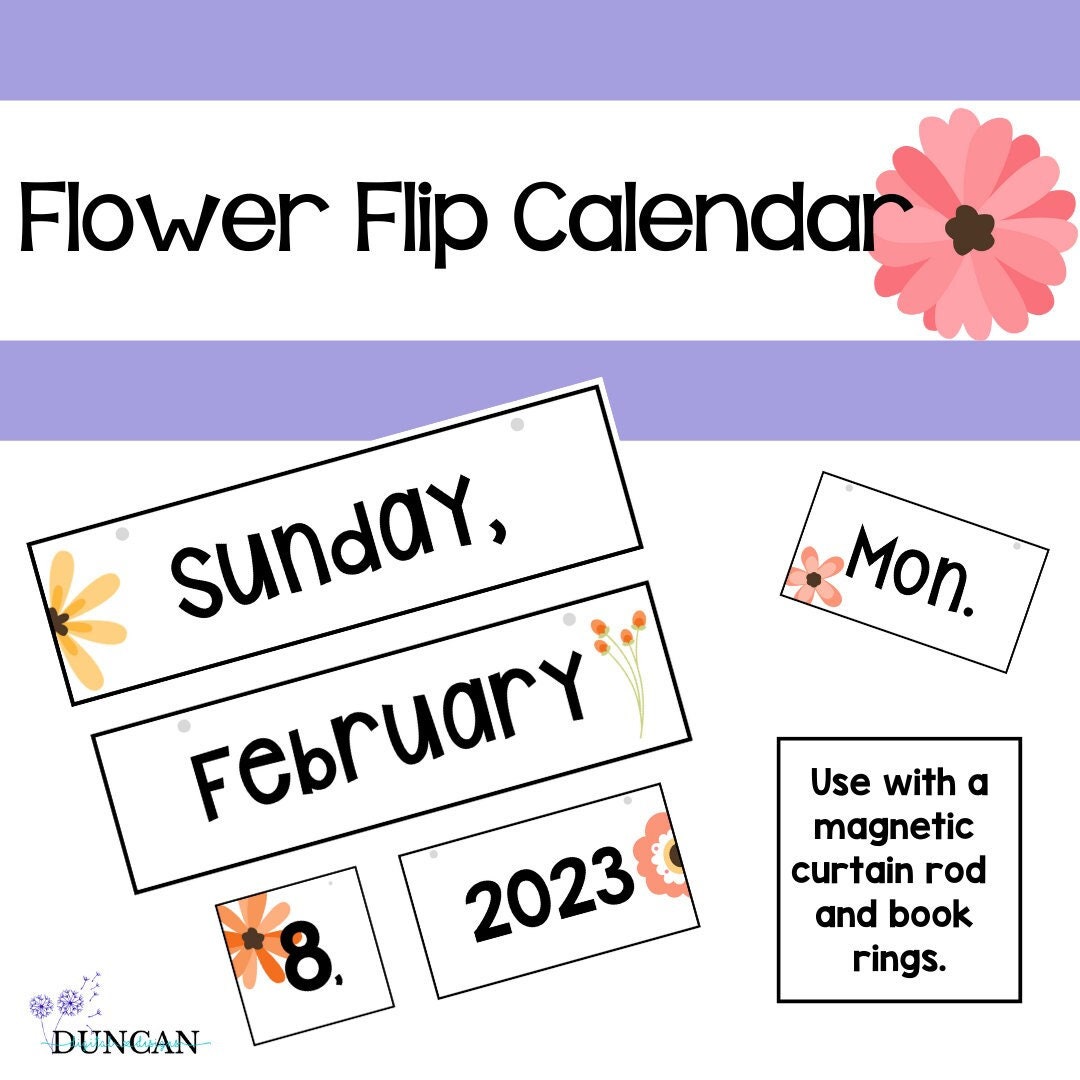 Flower Flip Calendar, Perpetual Calendar, Classroom Calendar Set - Etsy