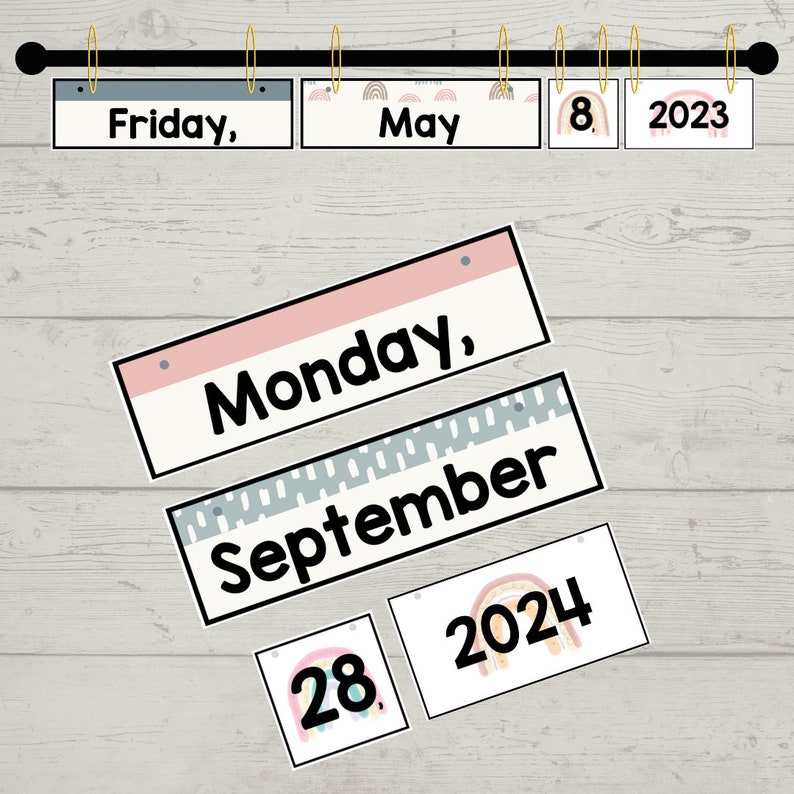 Boho Flip Calendar, Perpetual Calendar, Classroom Calendar Set - Etsy