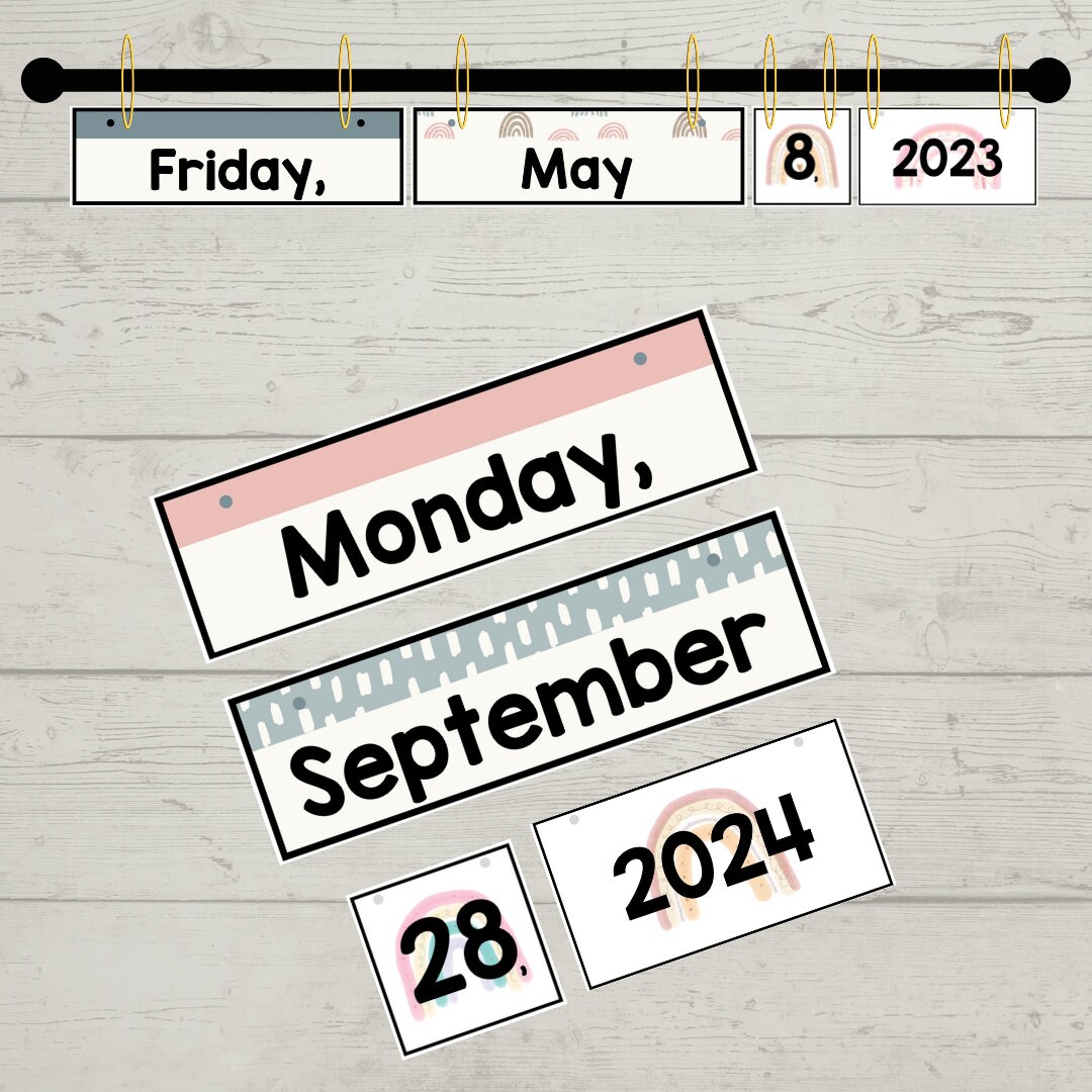 Boho Flip Calendar, Perpetual Calendar, Classroom Calendar Set - Etsy