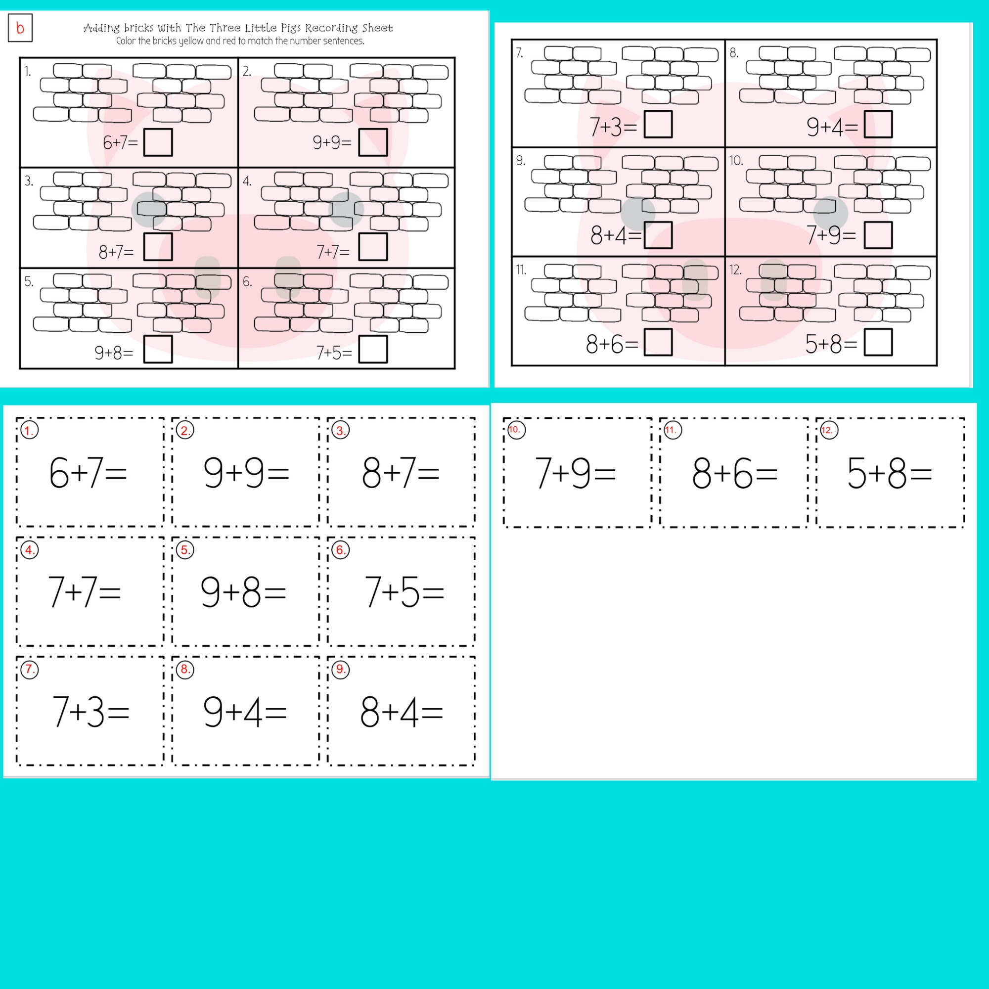 The Three Little Pigs Thematic Activity, Kindergarten, Addition ...