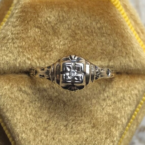 Vintage Diamond Two Tone Yellow Gold Palladium Victor… - Gem