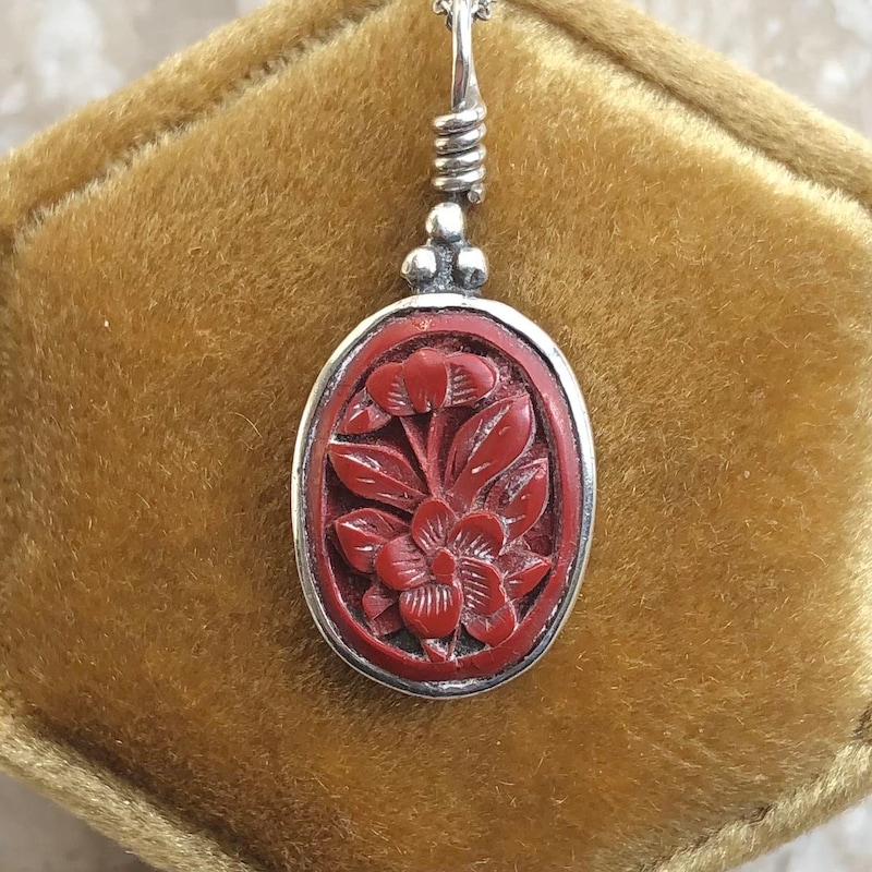 Cinnabar Pendant - Etsy