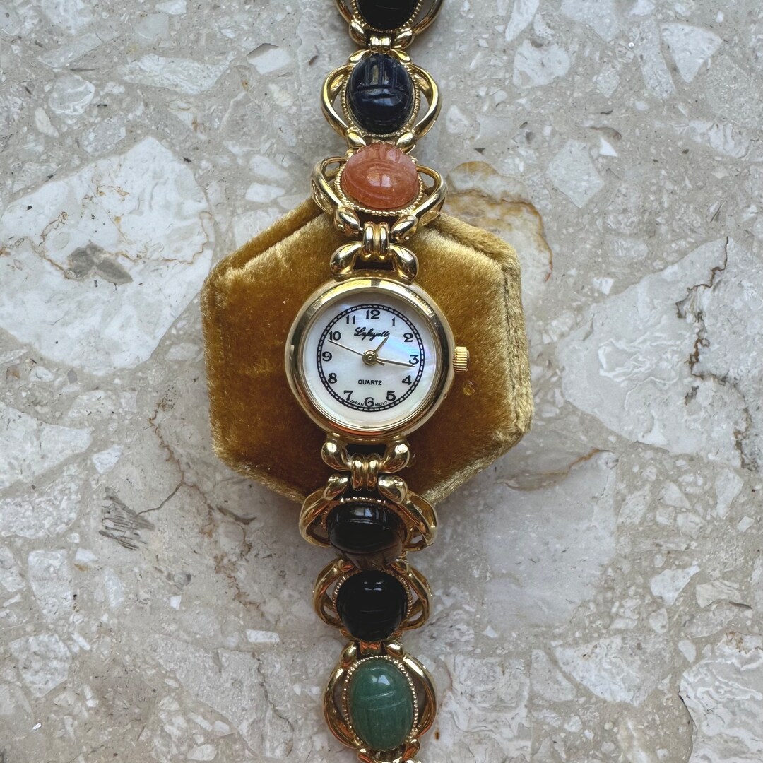 Vintage Scarab Gold Filled Egyptian Revival Lafayette Watch Bracelet - Etsy