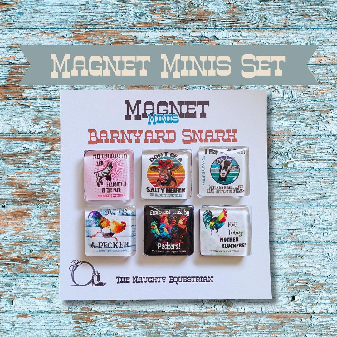 Mini Glass Magnets, Barnyard Snark, for Animal Lovers, Equestrian Gift ...