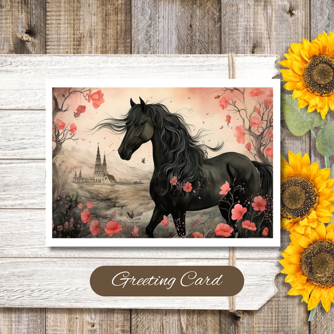 Ethereal Elegance Greeting Card, Beautiful Horse Card, Cute Horse ...