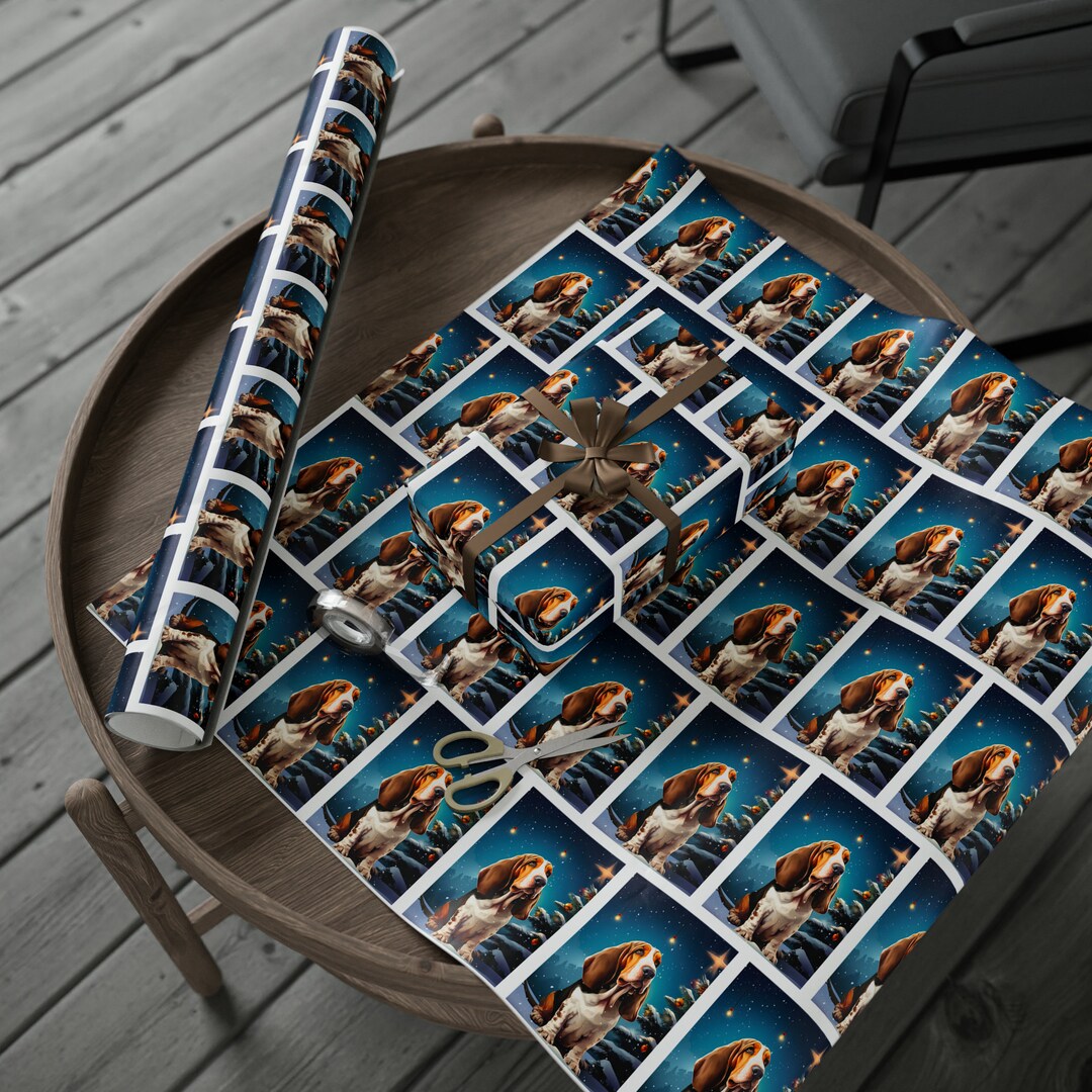 Hound Dog Christmas Wrapping Paper, Barn Gift Wrap, Farmyard Birthday ...