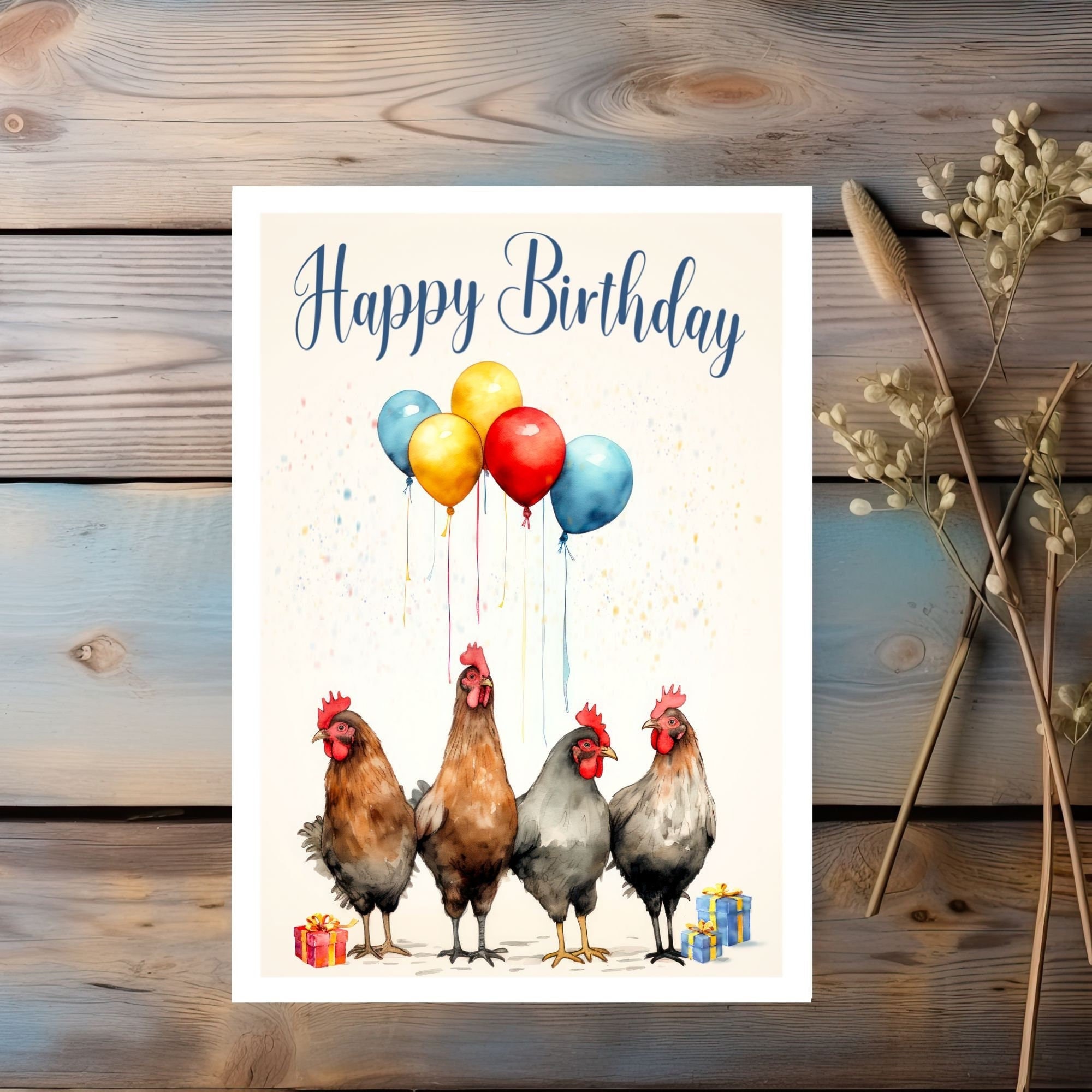 Party Chickens: Happy Birthday Chickens Greeting Card, Chicken Party ...