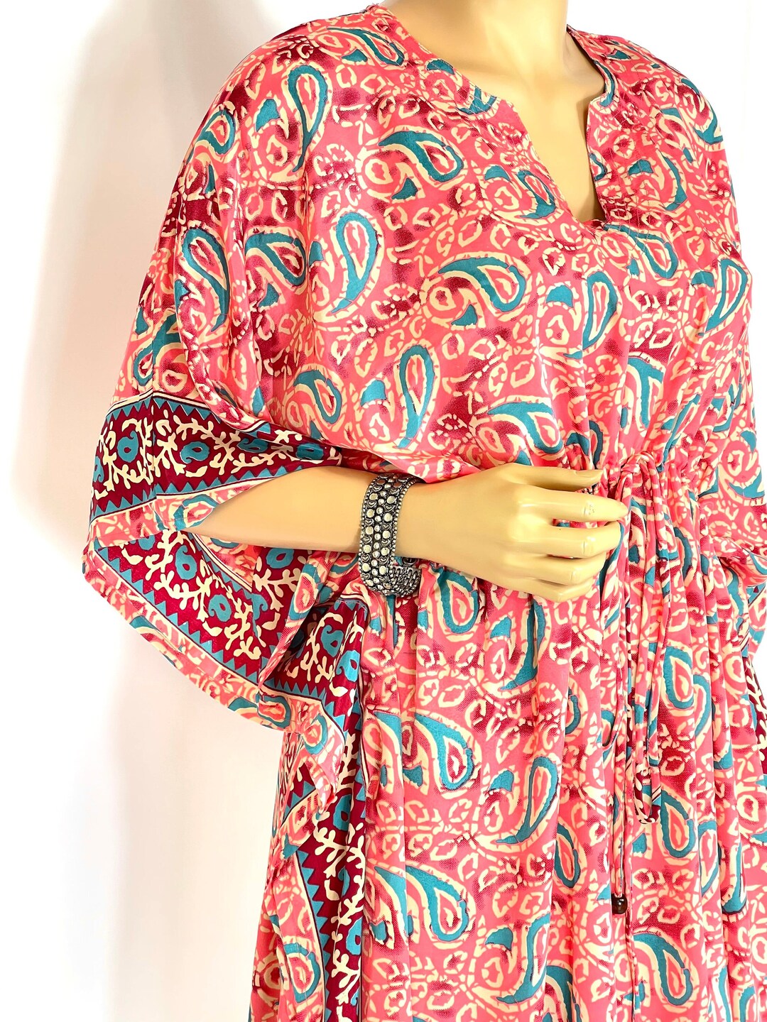 Silk Kaftan With Draw String, Plus Size Kaftan Dress, Loose Dress ...