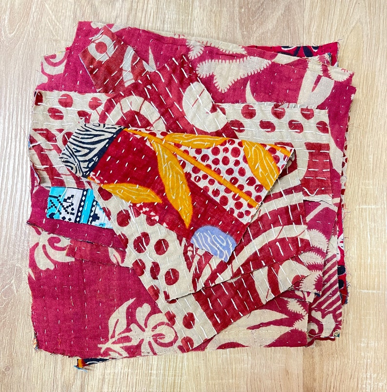 Kantha Scraps Bundle Kantha Craft Fabric Pieces Junk Journal Bundle ...