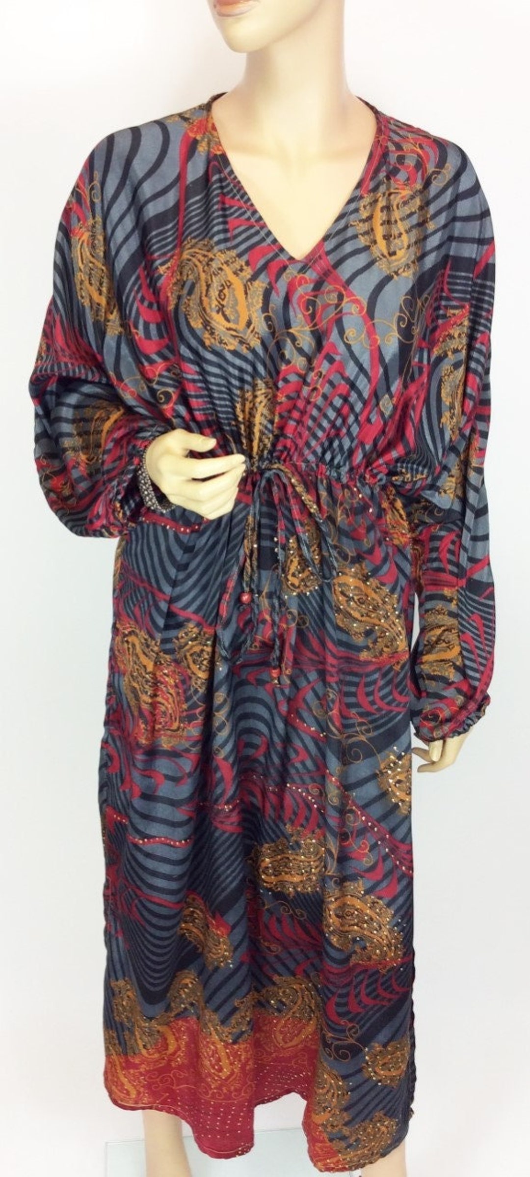 Sari Maxi Dress, Vintage Sari Kaftan Dress, Sari Dresses, Women Boho ...