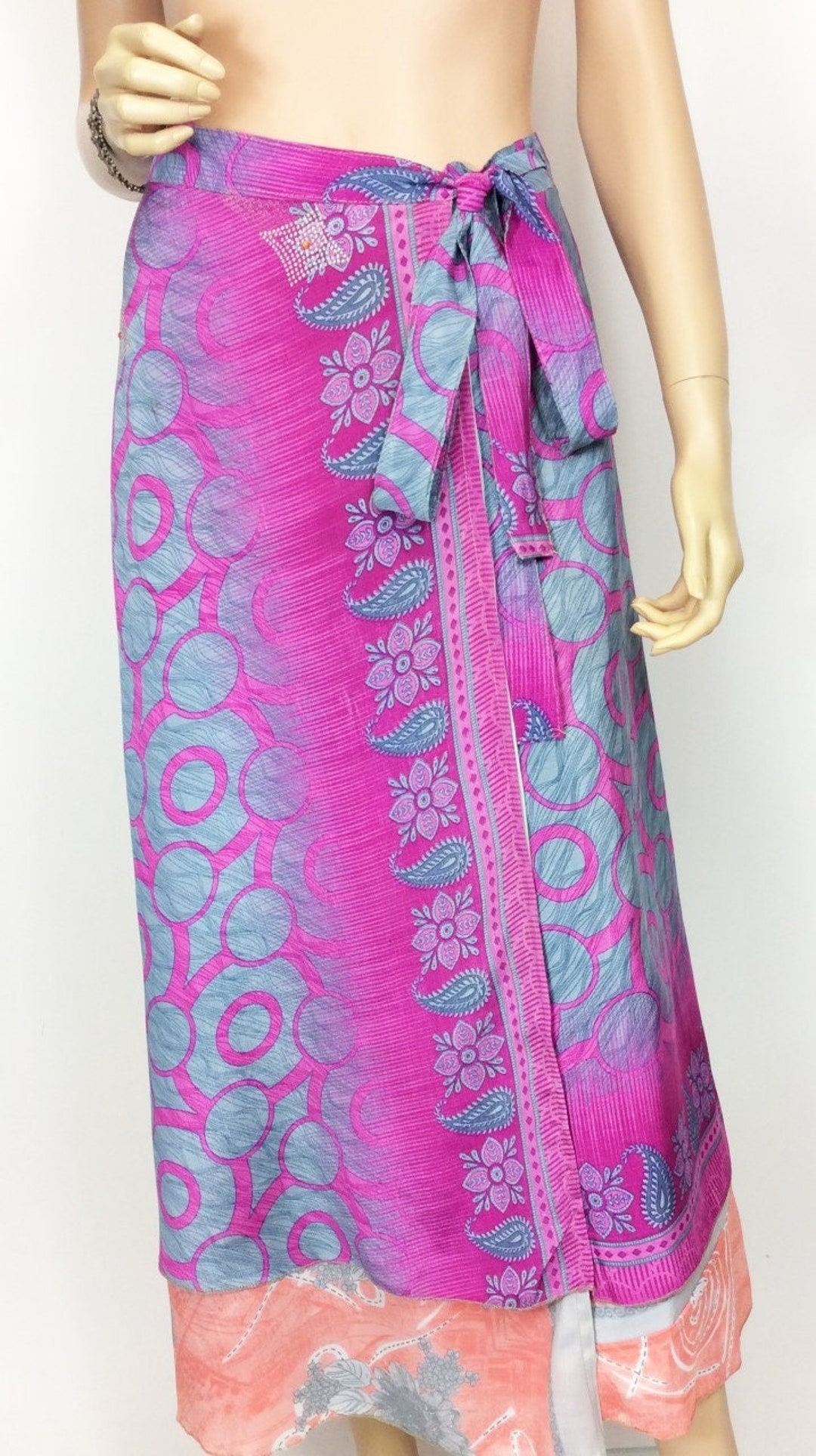 Boho Style Free Size Sari Wrap Skirt Sari Magic Skirt Reversible Wrap ...
