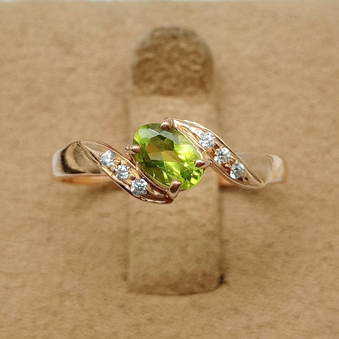 Peridot Ring Sterling Silver Oval Cut Peridot Ring Solid Gold Natural ...