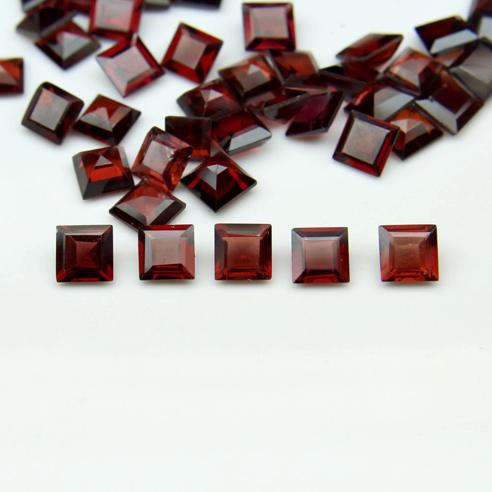 5x5 mm Natural Red Garnet-Garnet Gemstone-Square | Etsy