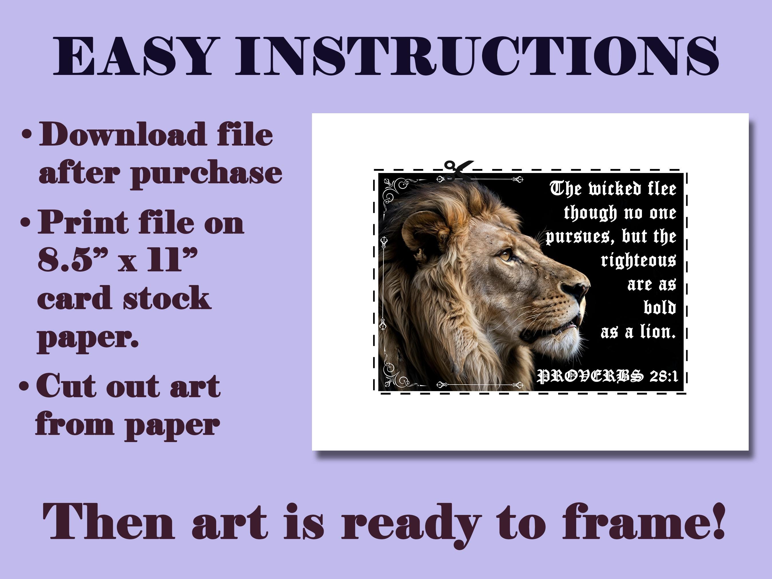 Christian Lion Bible Verse Home Decoration Proverbs 28:1 | Digital Art ...