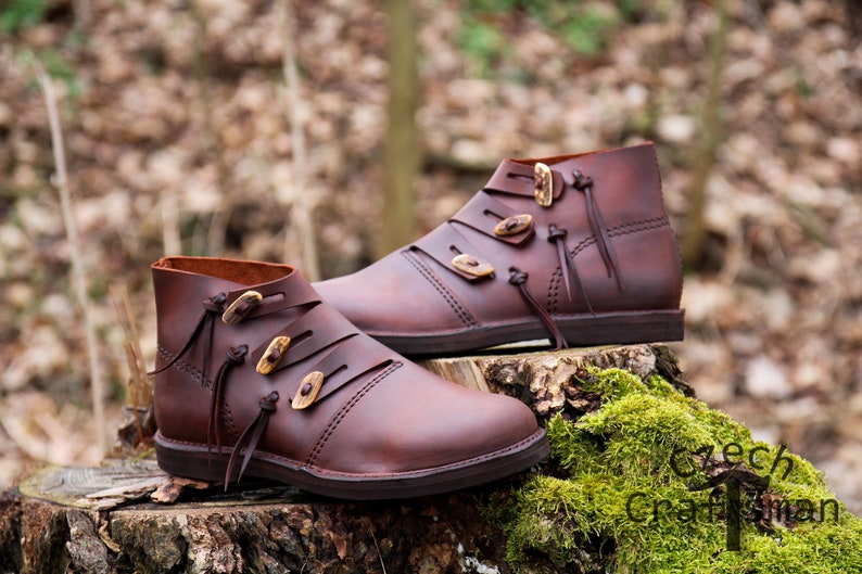 Viking HEDEBY Shoes With Horn Buttons - Etsy