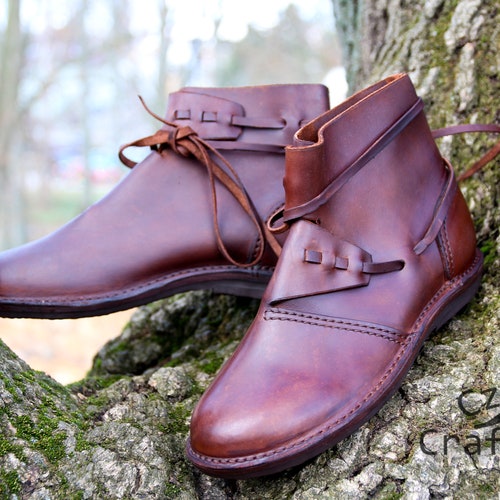 Viking HEDEBY Shoes With Leather Buttons | Etsy