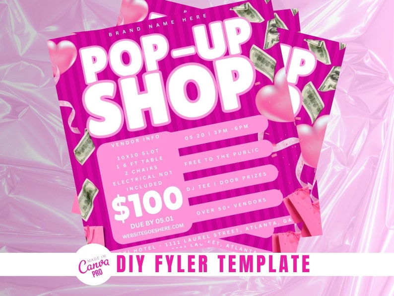 DIY Pop up Shop Flyer | Canva Spring Pop up Shop Template | Vendors ...