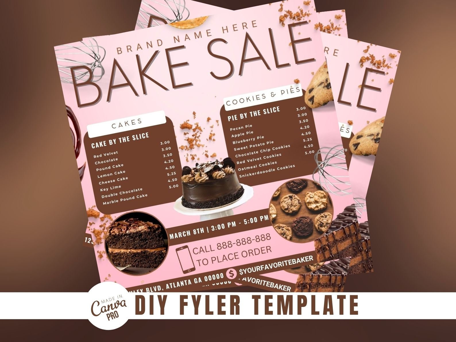 Bake Sale Flyer, Bakery Flyer, DIY Canva Flyer, Cake Business Social ...