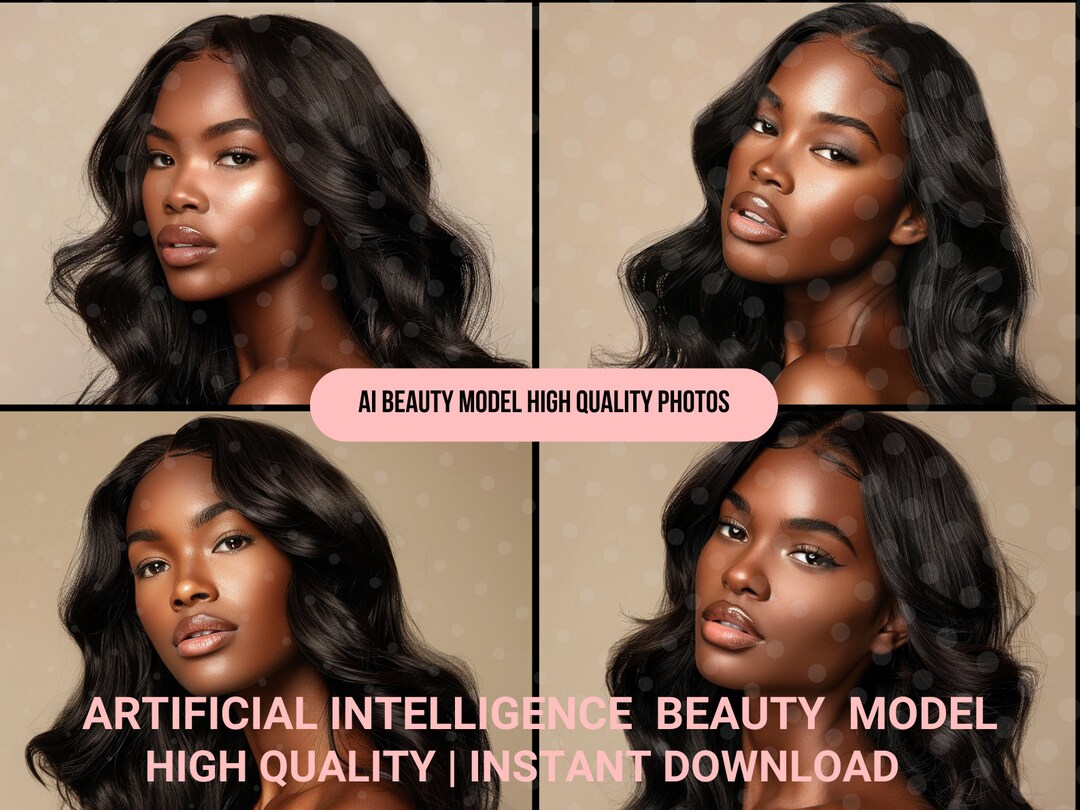 4 Beauty Model Stock Image AI - African American Beauty Model, Hair Wig ...