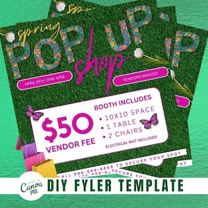 DIY Pop up Shop Flyer | Canva Spring Pop up Shop Template | Vendors ...