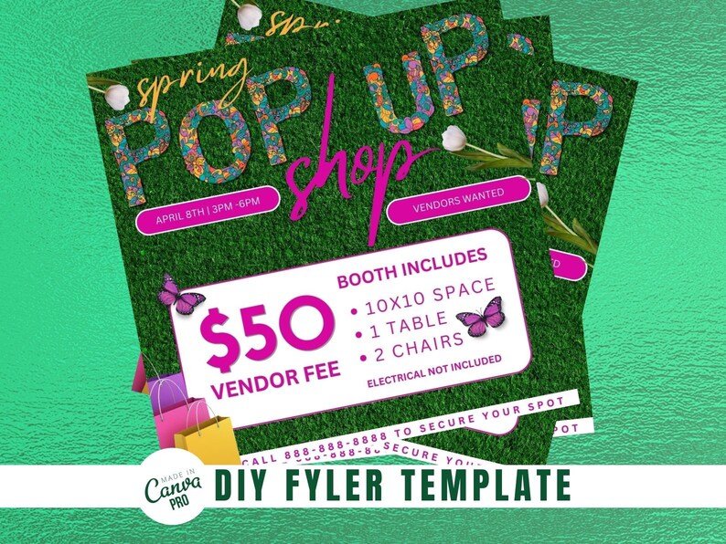 DIY Pop up Shop Flyer | Canva Spring Pop up Shop Template | Vendors ...
